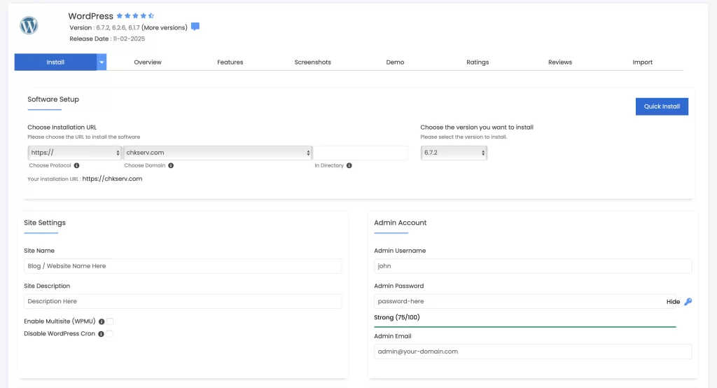 How to setup WordPress in cPanel » Chkserv